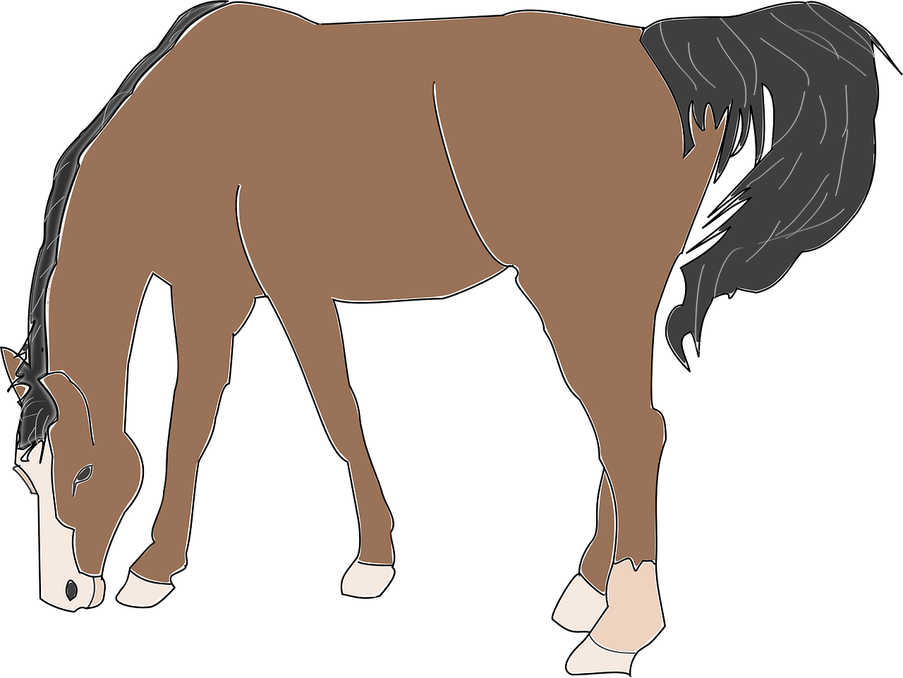 how to draw a horse eating grass