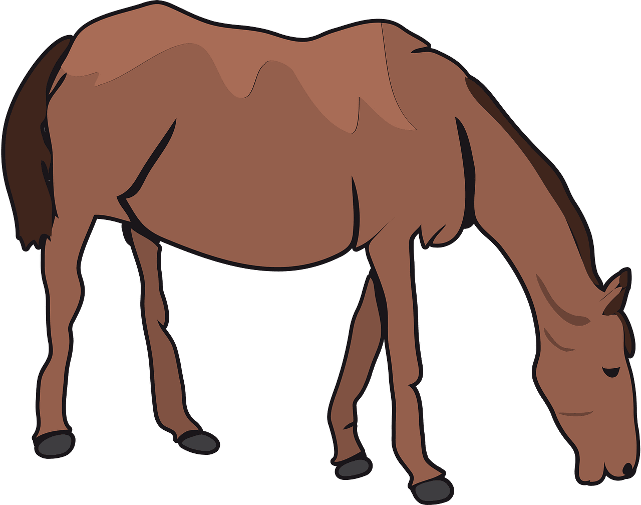 how to draw a horse eating grass